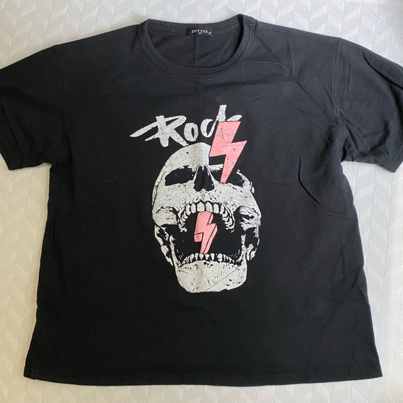zutter | Tops | Skull And Lightning Bolt Oversized Tee | Poshmark